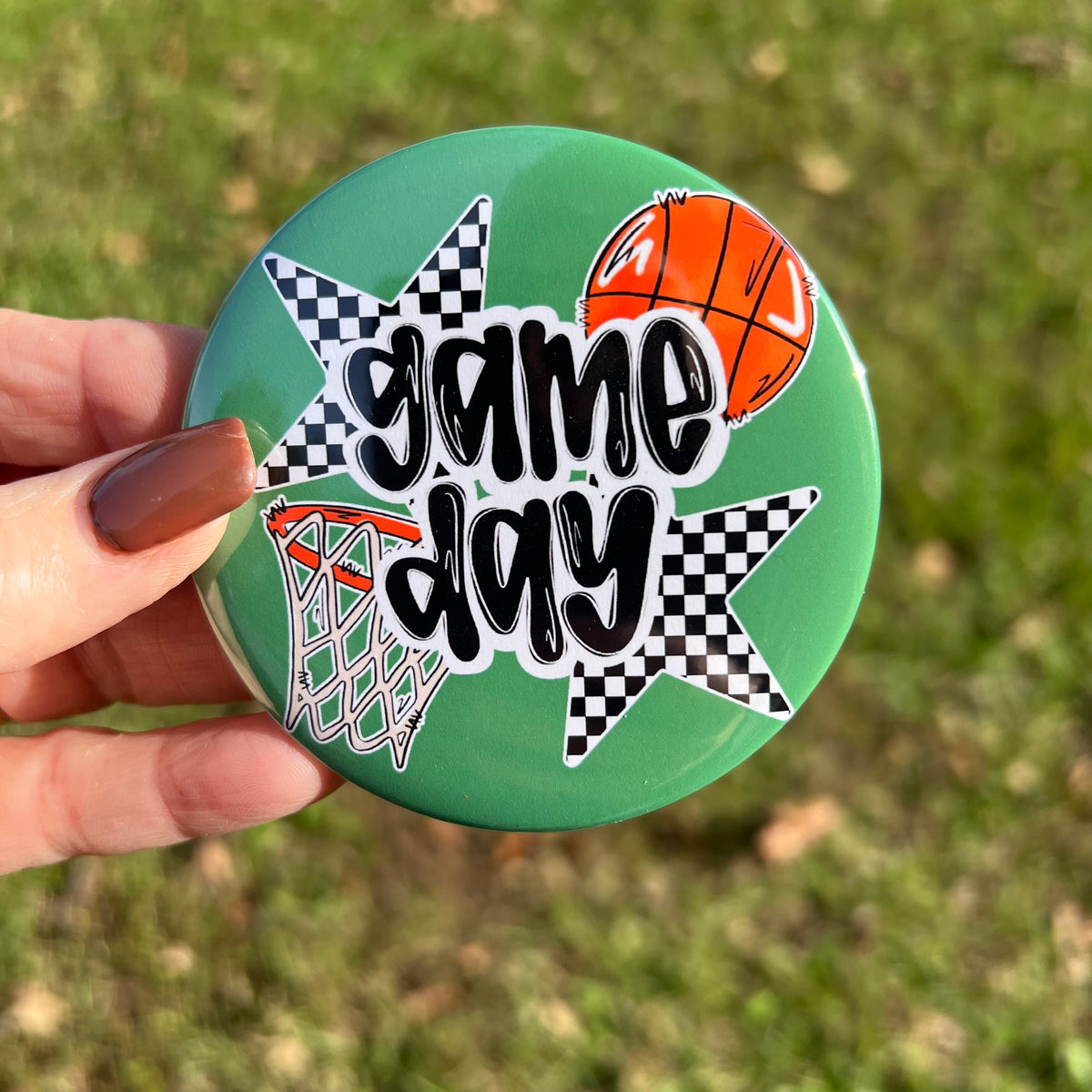 Game Day Basketball Button – Red Hill Collections